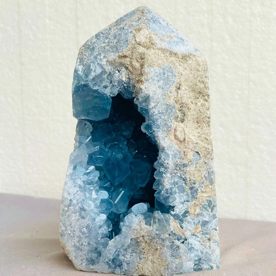 3.51lb Natural blue celestite geode quartz crystal mineral specimen ...