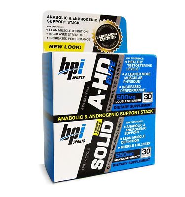 BPI A-HD Elite/Solid Combo 500/550mg Testosterone Booster Capsules, 30 ...