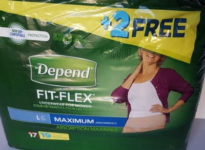 Depend FIT-FLEX Incontinence Underwear for Women, Maximum Absorbency, L ...