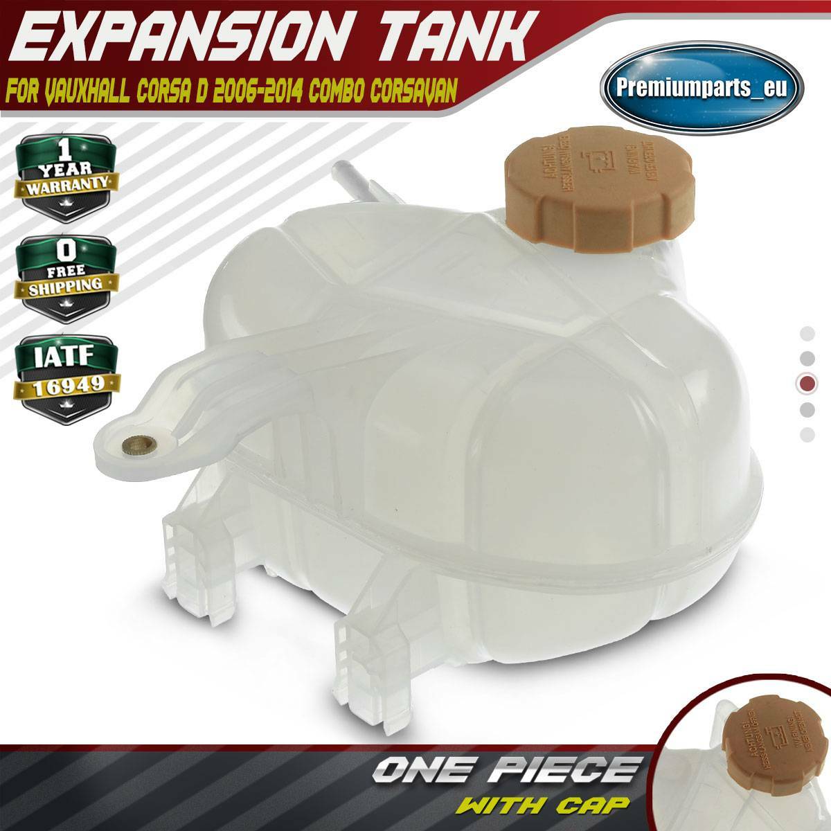 Coolant Expansion Tank w/ Cap for Vauxhall Corsa D 06-14 Combo Corsavan ...