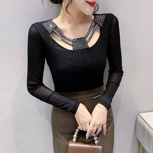 Korean Womens Mesh Slim Fit Party Cocktail Western Shirts Tops ...