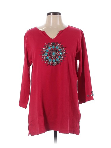 Quacker Factory Women Red 3/4 Sleeve Top L | eBay