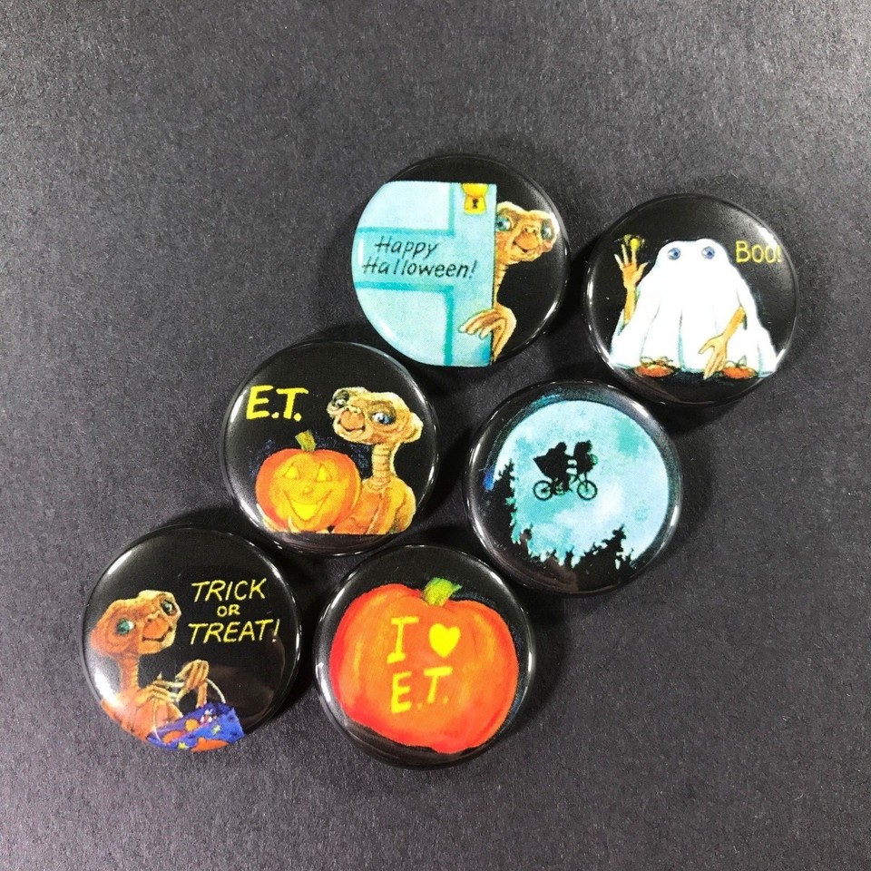 E.T. Halloween 1" Button Pin Set Classic Alien Cute Fun Holiday ...