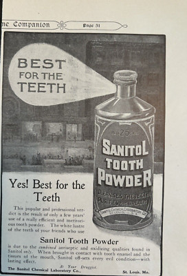 1906 Sanitol Chemical Laboratory Co St Louis Mo Tooth Powder Vintage ...