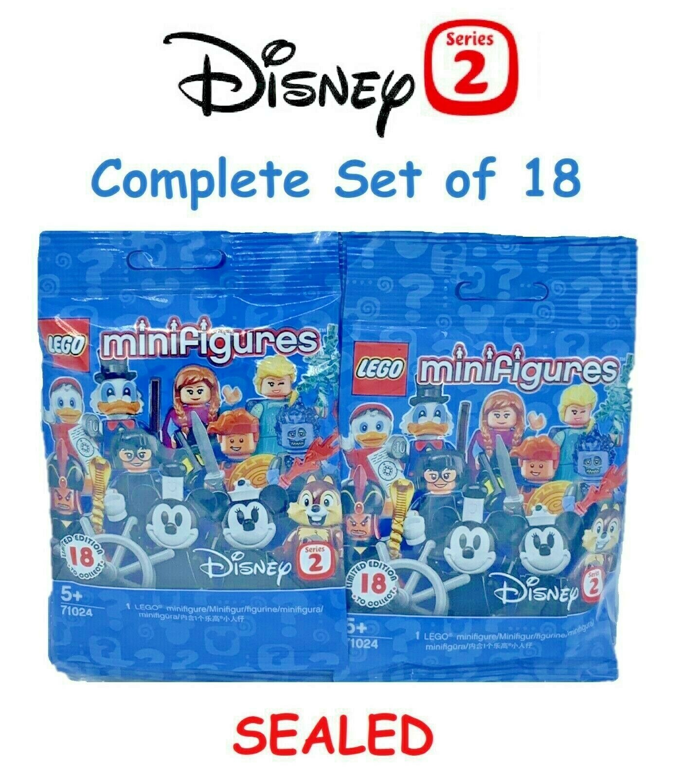 LEGO DISNEY Series 2 Collectible Minifigures 71024 - Complete Set of 18 ...