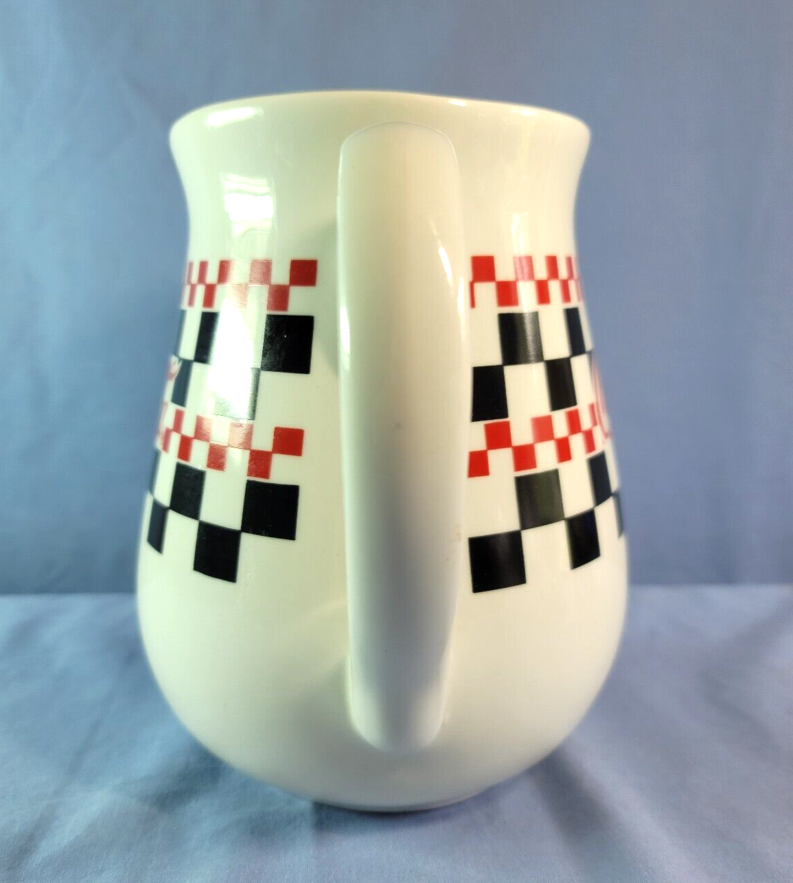 Coca-Cola Vintage Jug Checkerboard Ceramic Pitcher Red White Black Jar ...