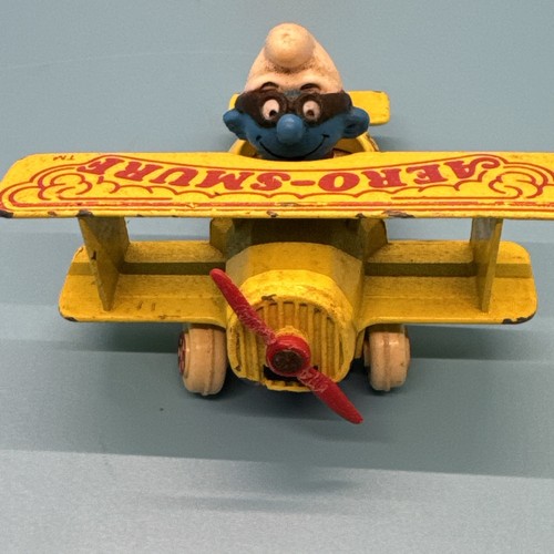 1982 Smurfs die cast plane #2 ERTL Co aero-smurf Vintage Toy Yellow ...