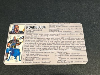 gi joe lot File Card 1992 Roadblock Recalled Great Condition Rare! | eBay