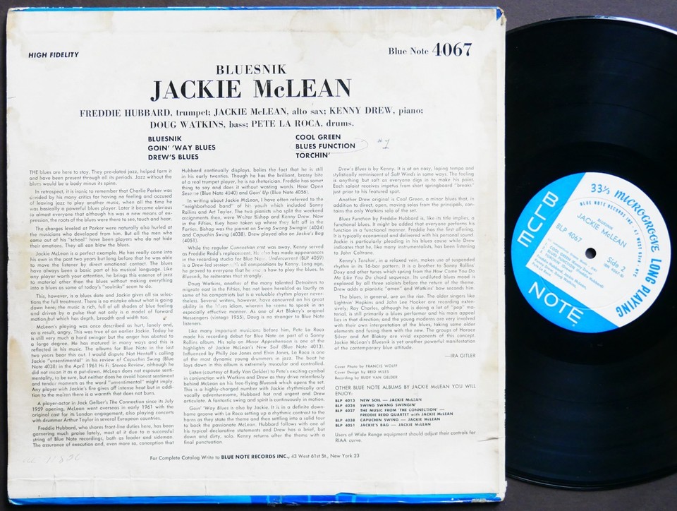 JACKIE MCLEAN Bluesnik LP BLUE NOTE 4067 EAR MONO Pete La Roca Freddie ...