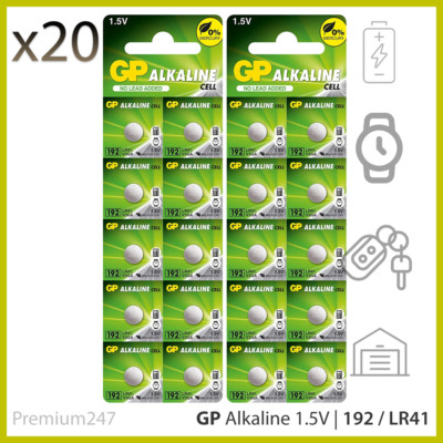 20 x GP LR41 192 1.5V Batteries GP192 AG3 392 SR41 Longest expiry Date ...