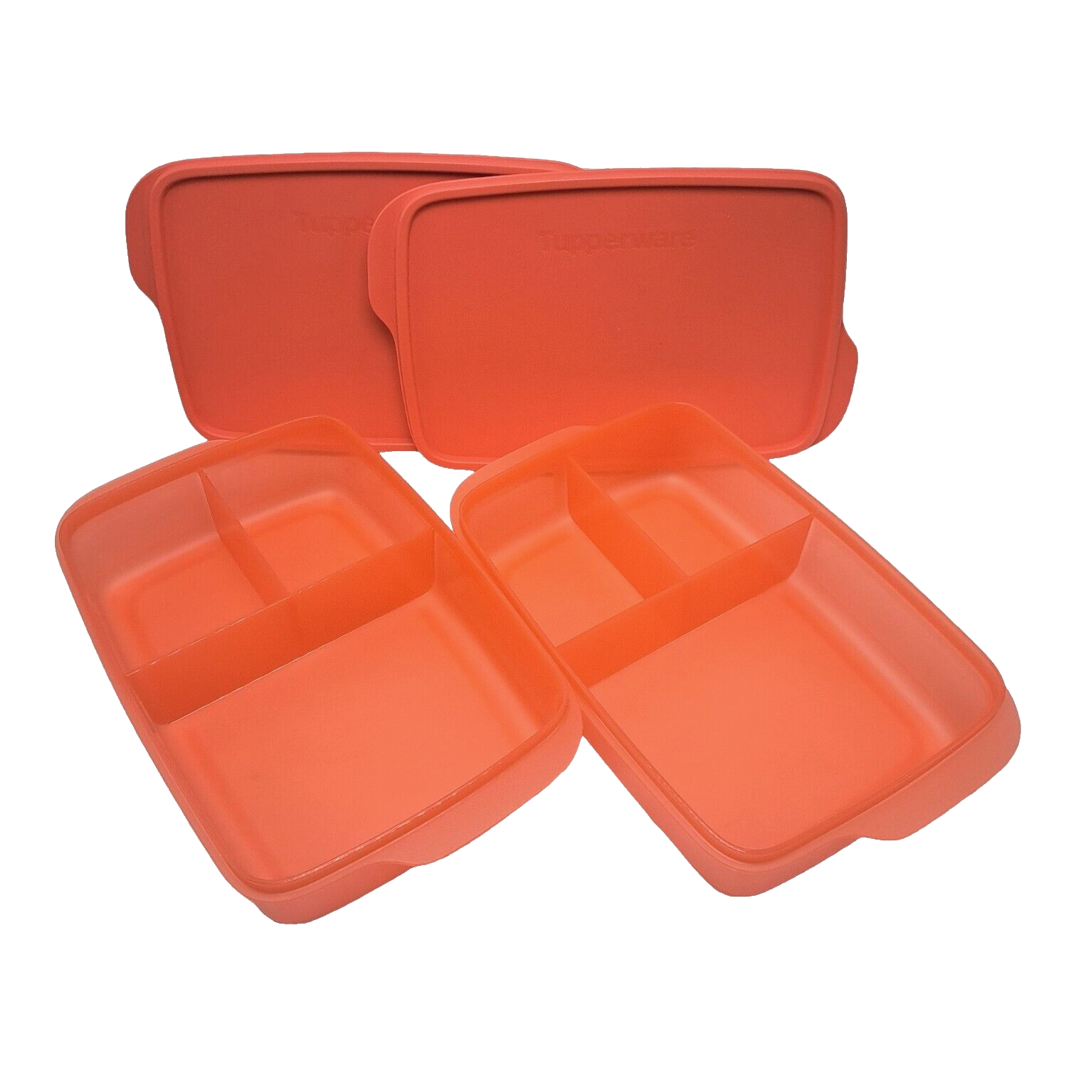 Tupperware Lunch It Divided 4 Cup Containers Set of 2 Orange | eBay