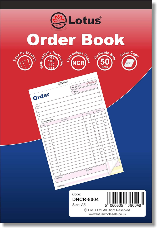 A5 Duplicate Order Book - 2-Part Carbonless - DNCR-8004 | eBay UK