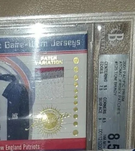 2001 TOM BRADY Pacific Prism ATOMIC PATCH *1ST RC JERSEY CARD GOAT 3 ...