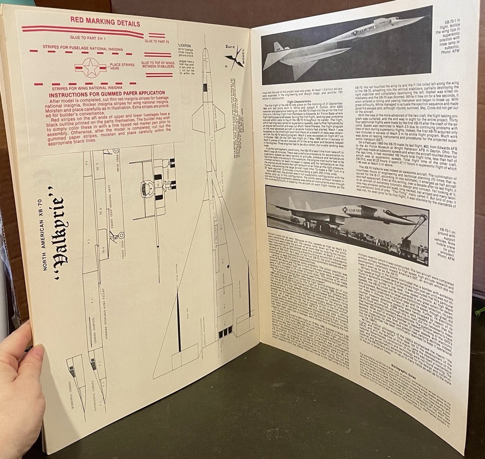 US Air Force Museum XB-70 Valkyrie 1/96 Rare Cut Out Cardboard Model ...