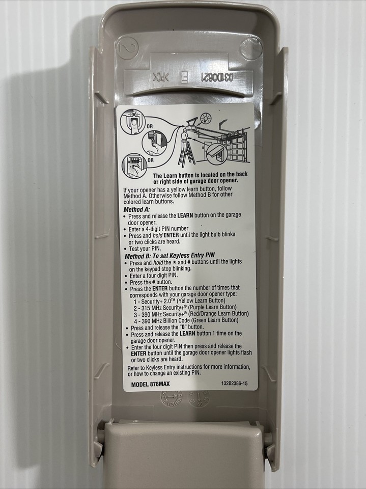 Liftmaster 878MAX Keyless Entry Keypad 377LM 977LM Sears Compatible ...