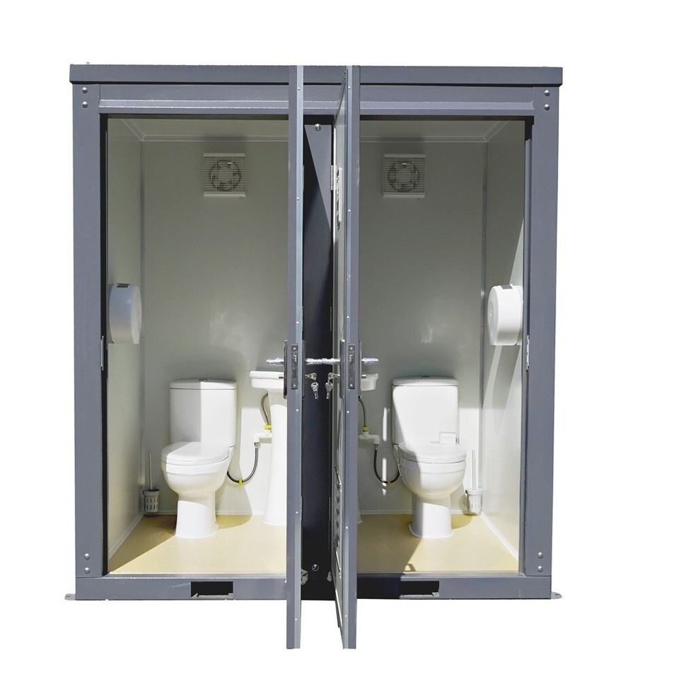 2 Stall w/2 Sinks Toilets Bathroom Bastone Dual Portable Restroom ...