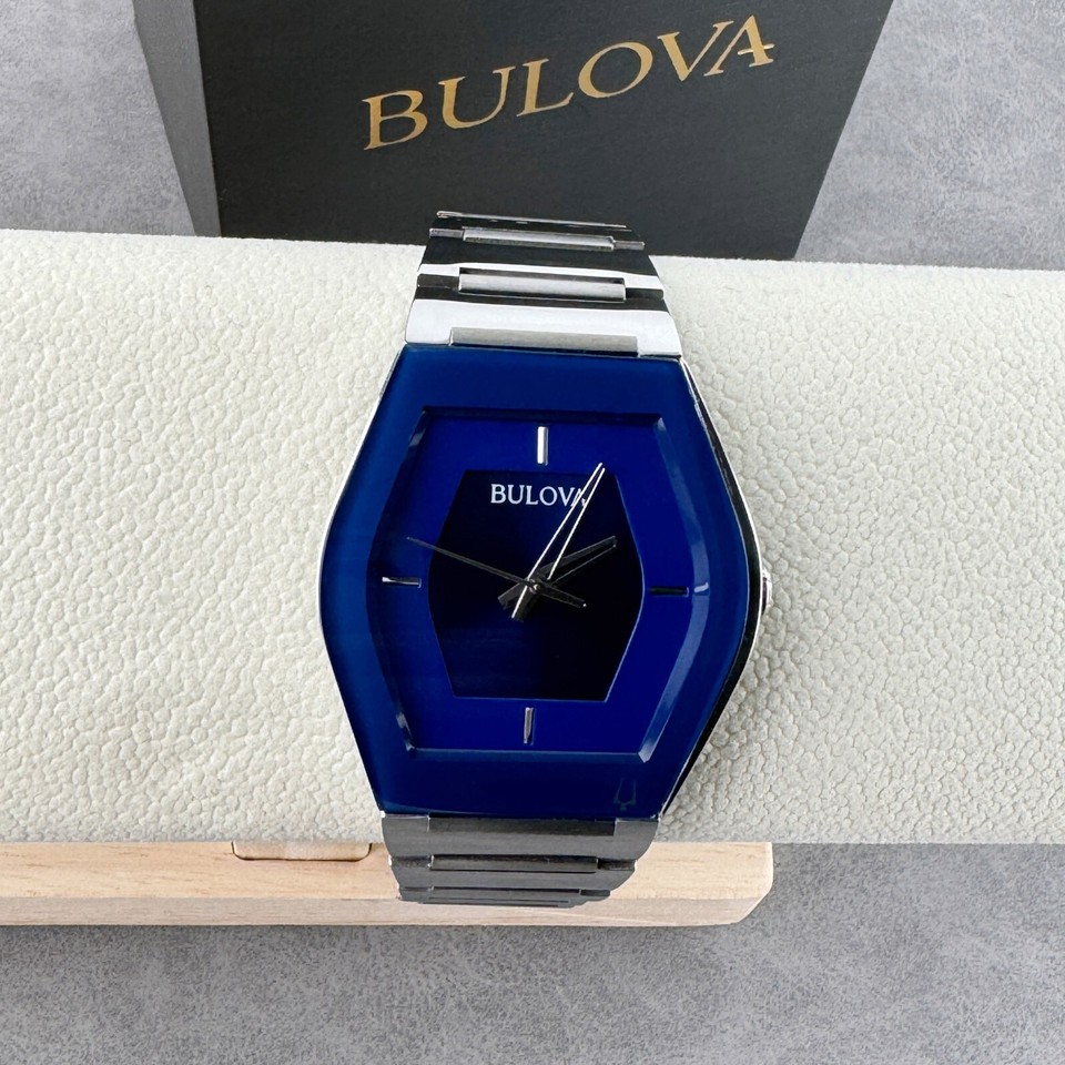 Bulova Men's Gemini Stainless Steel blue Dial 40mm Watch 96A258 | eBay