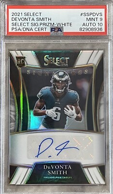 2021 Panini Select DeVonta Smith Select Signature Prizm White PSA 9 ...