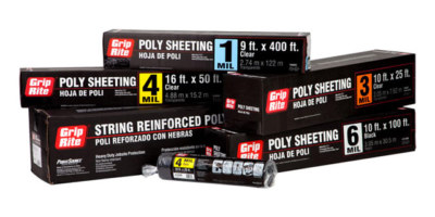 Poly Sheeting GRIP RITE 620100C 6 mil Clear Polyethylene Sheeting 20' X ...