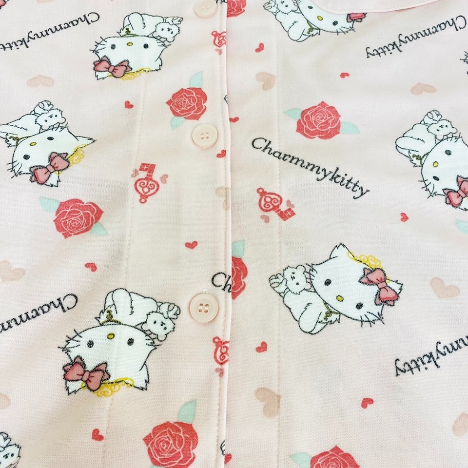 Sanrio Charmmy Charmy Kitty Pajamas Dress L Long Sleeve Pink Cat Rose ...