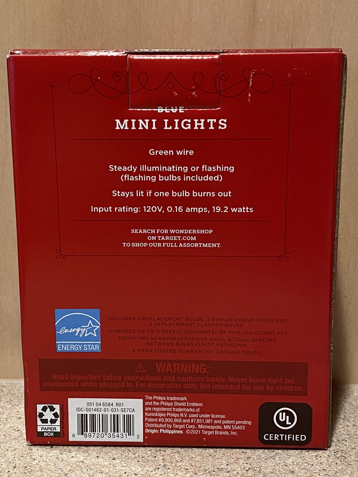 100 Count Mini Lights Blue Color Green Wire 24’8” Long Indoor/Outdoor ...