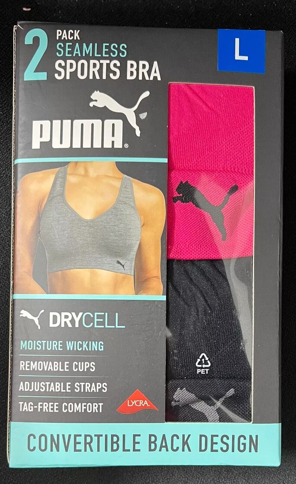 Puma Women's Seamless Sports Bra , 1, 2 Pack | eBay