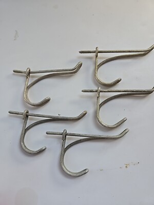 Lot of 5 Antique Coat Wall Metal Hooks Threaded Twisted Hanger | eBay