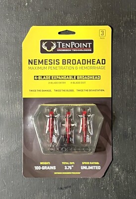 TenPoint Nemesis Expandable Broadhead 4 Blade 100 Grain 3 Pack New | eBay