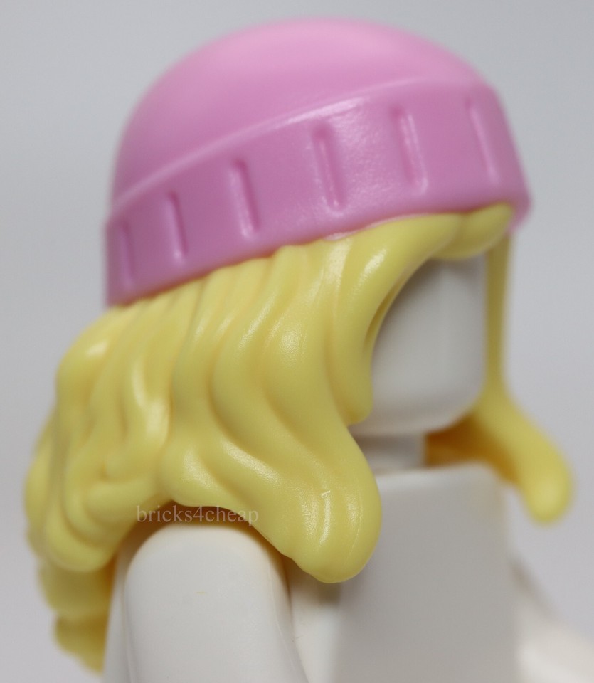 Lego Mini Doll Hair Combo Hair with Hat Long Wavy with Molded Bright ...