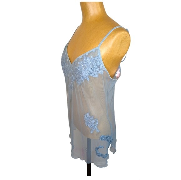 Victoria's Secret Light Blue Sheer Lace Rhinestone Y2… - Gem