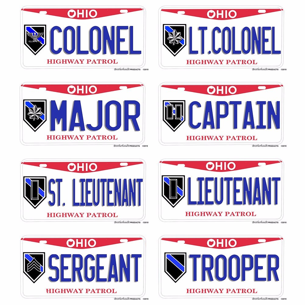 Ohio Highway Patrol Officer Ranks & Titles Aluminum Novelty License ...
