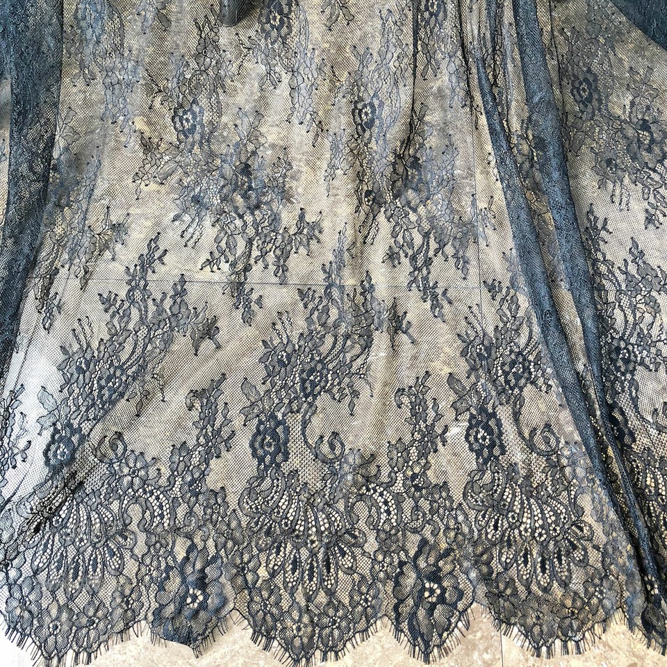 3 Meters Chantilly Eyelash Lace Flower Fabric French Tulle for Lingerie ...