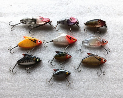 10 Vintage Heddon fishing lure lot River Runt Spook Midget Digit Super ...