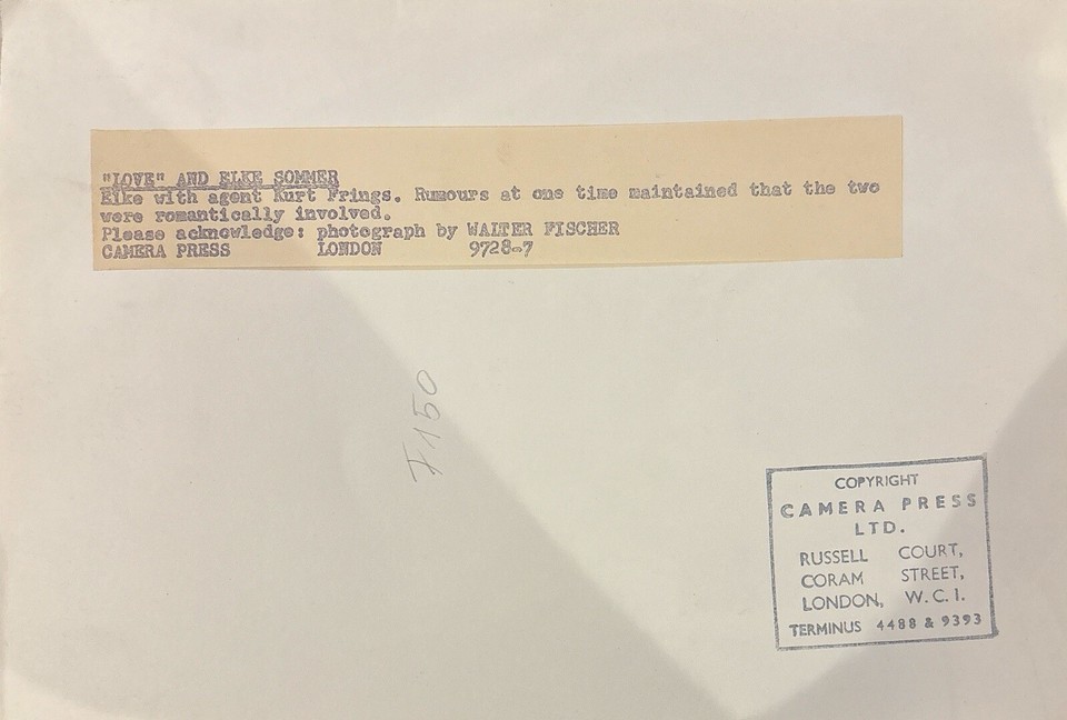 Press Photo Kurt Frings & Elke Sommer Unpublished Rare Photo | eBay