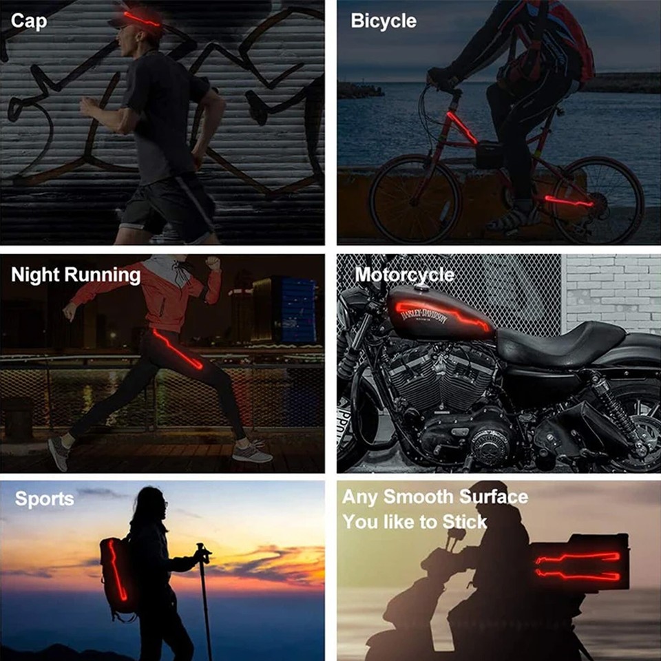 Motorcycle Helmet Light Strip Night Riding LED Light Flashing Signal ...