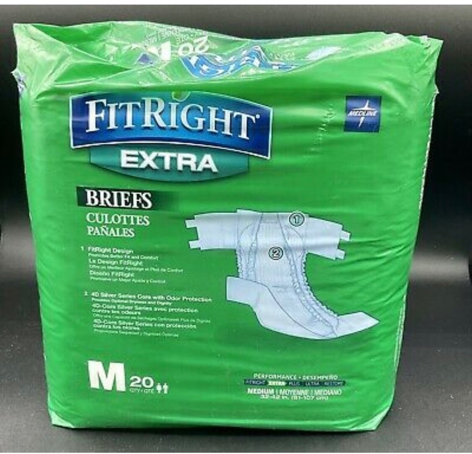 Fit Right Extra Briefs Medium 20 Ct. Package Unisex Adult Diapers NEW ...