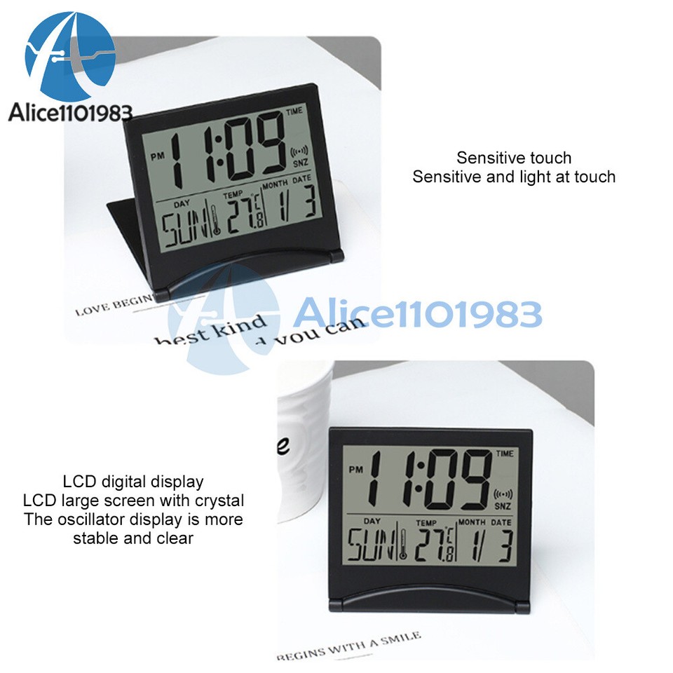 Digital Deck Clock Foldable Calendar Temperature Timer Alarm Clock LCD ...