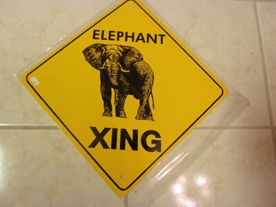 Elephant XING Aluminum Novelty Amber Sign 17" X 17" DIAGONAL SIGN ...