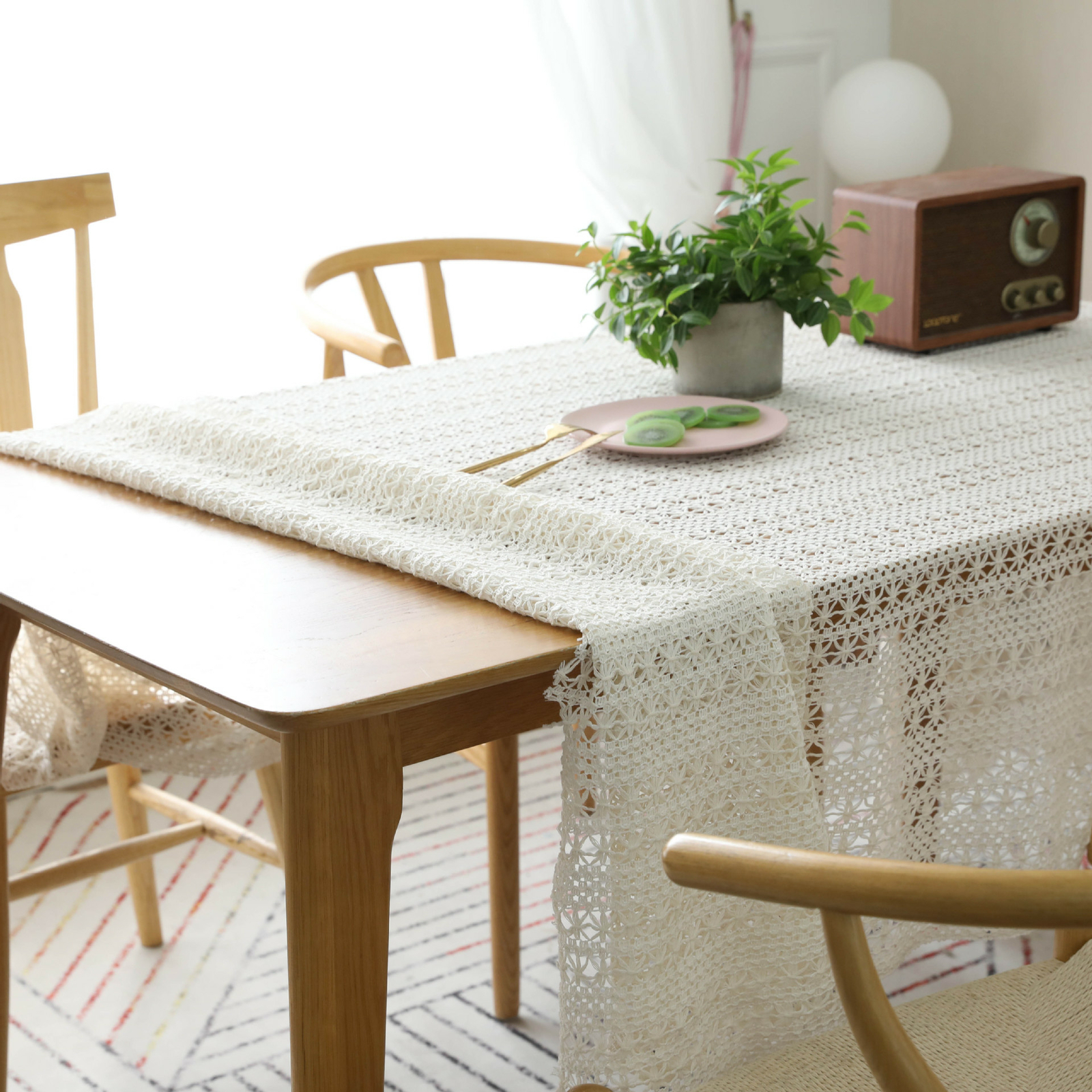 Crochet Rectangular Tablecloth Lace Table Cover Elegant Kitchen ...