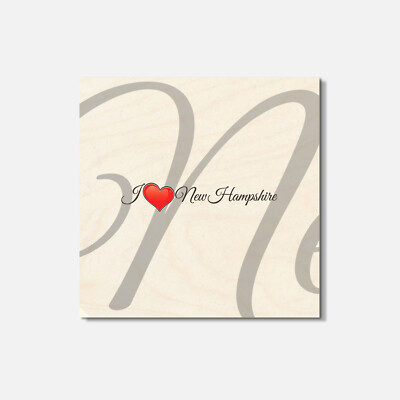 I Love New Hampshire USA Travel Slogan 4'' X 4'' Square Wooden Coaster ...