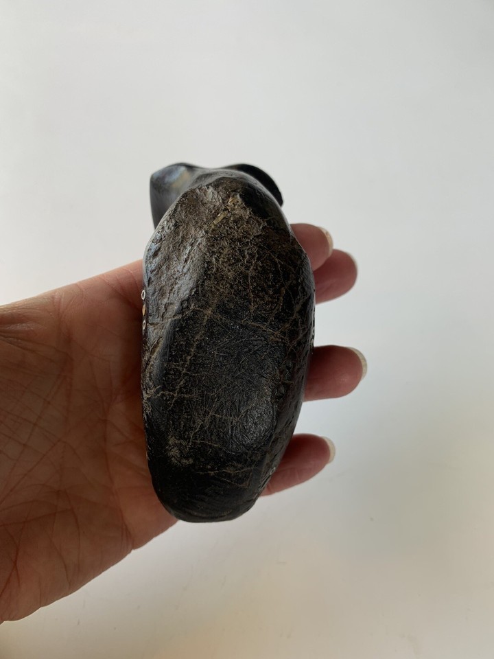 Chumash Killer Whale Stone Effigy Steatite w/ Carved mouth, Shell Inlay ...