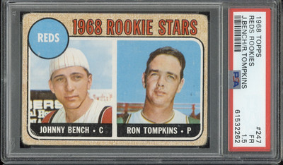 1968 Topps Reds Baseball #247 Johnny Bench Ron Tompkins RC Rookie FR ...