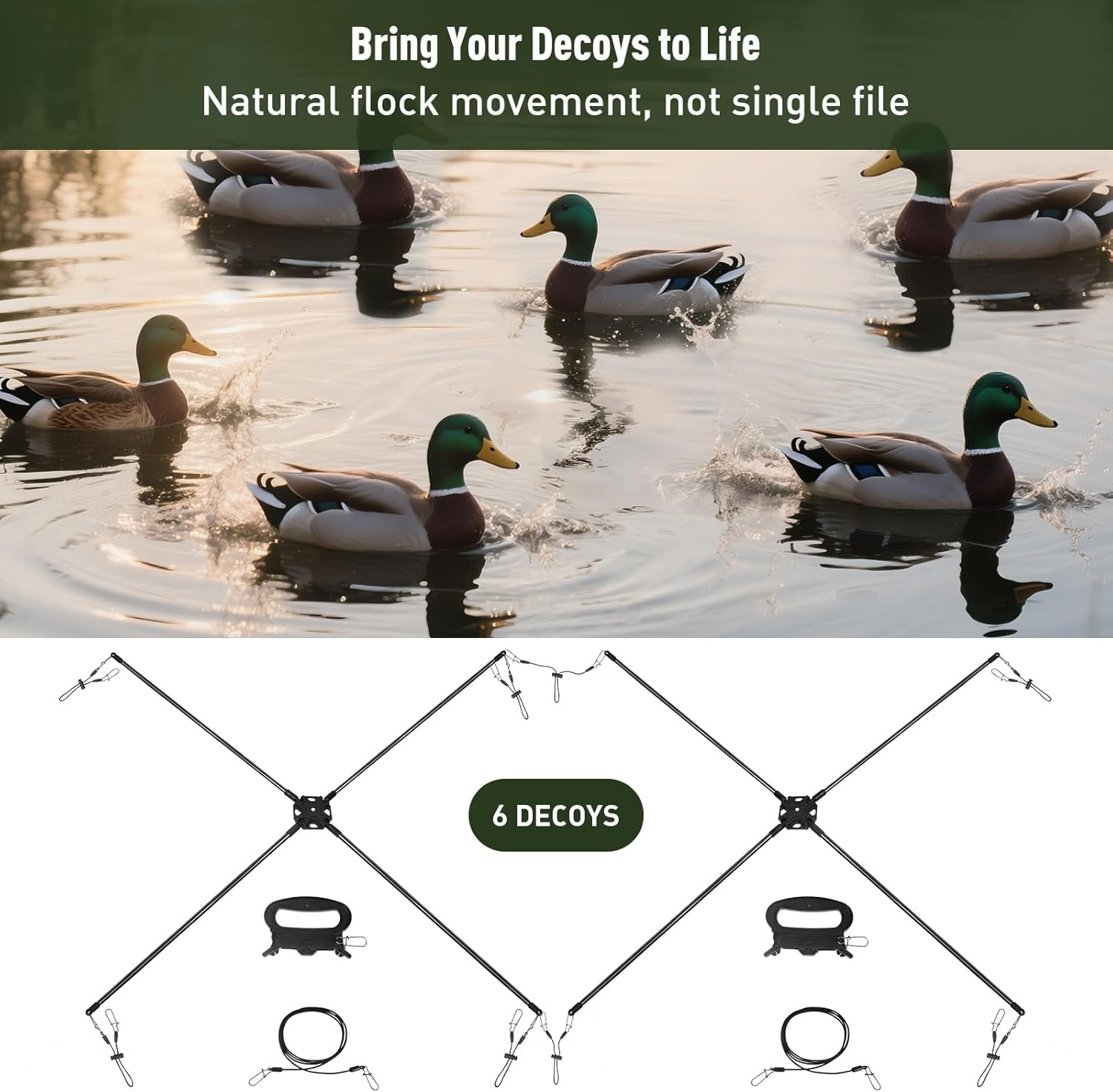 Duck Decoy Spreader and Jerk Rig for Waterfowl Hunting, Rustproof ...