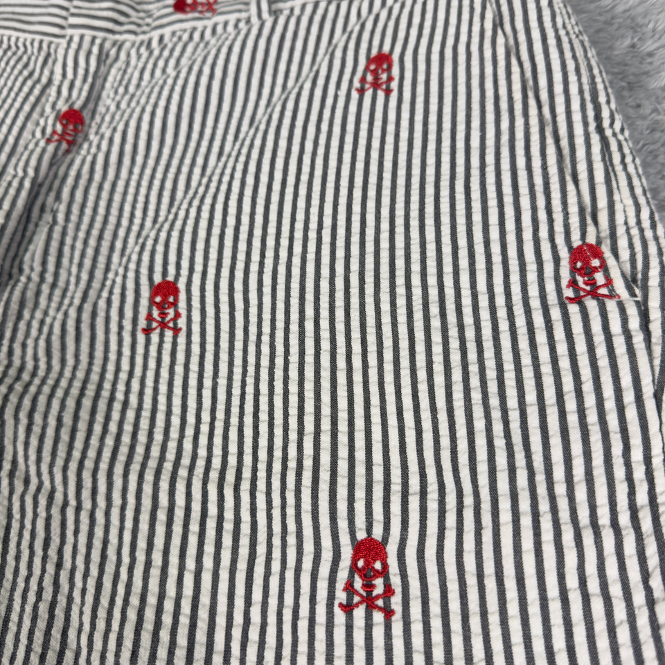 J McLaughlin Skull and Bones Shorts Mens Size 33 Embroidered Gray/White ...