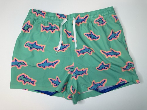 CHUBBIES 4" Teal Sharks Apex Swimmers Geometric Liner Shorts Men's ...
