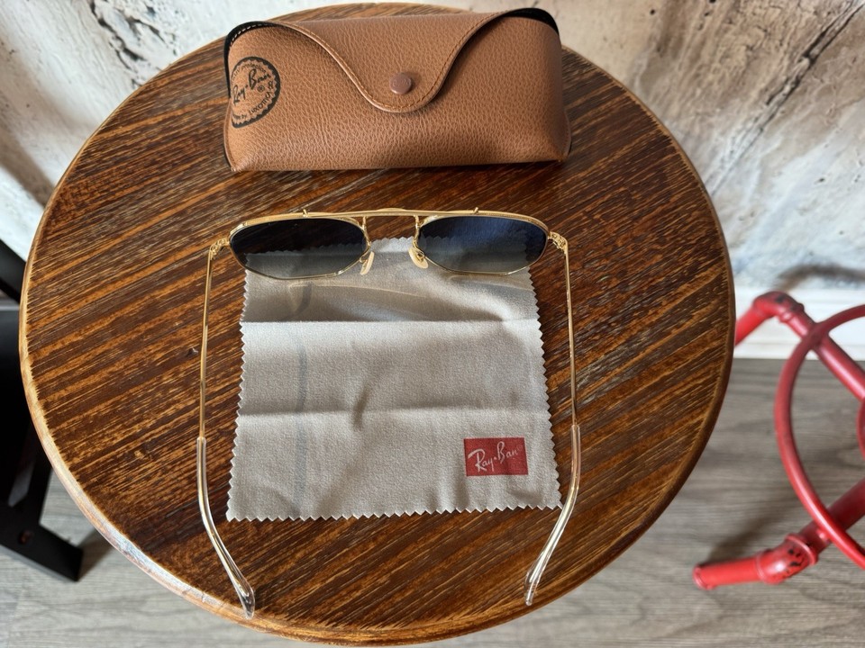 Ray-Ban Marshal Gold Light Blue Sunglasses RB3648/ RB3648001/3F-54-21 ...