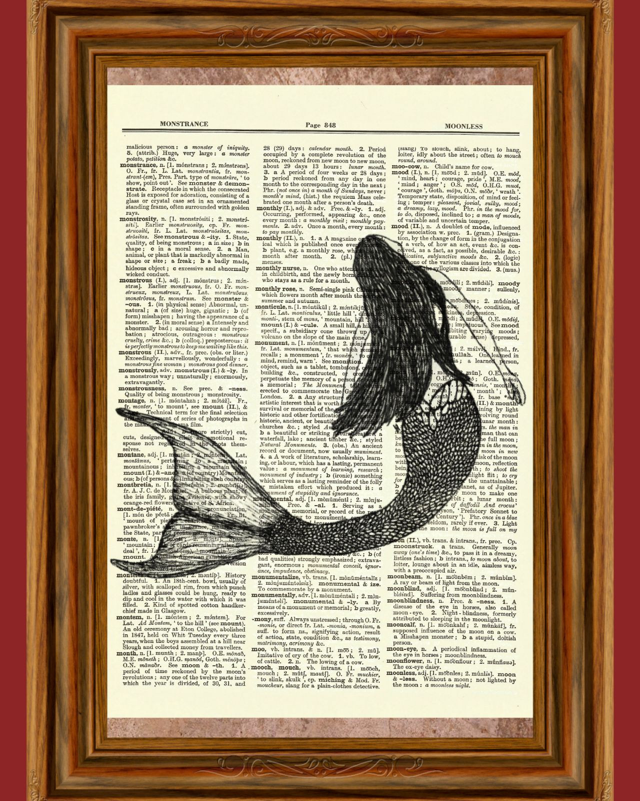 Mermaid Dictionary Art Print Picture Book Nautical Ocean Under Water ...
