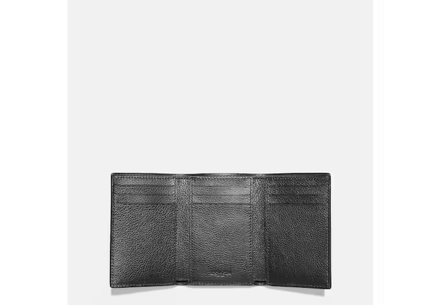 Coach 23845 Men's Trifold Wallet in Sport Calf Pebble Leather Black for ...