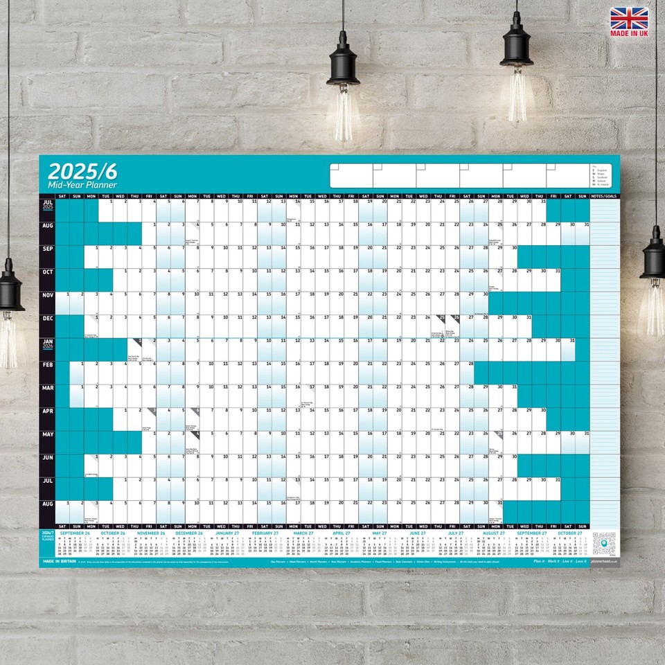 2025/2026 MidYear Calendar A2 A1 A0 Wall Planner Chart School College ...