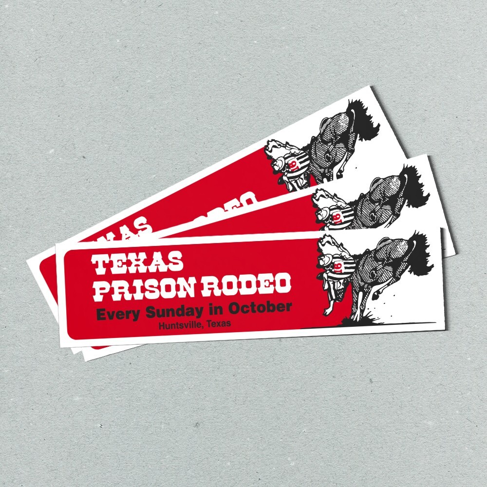 TEXAS PRISON RODEO Bumper Sticker - Huntsville Vintage Style Vinyl ...